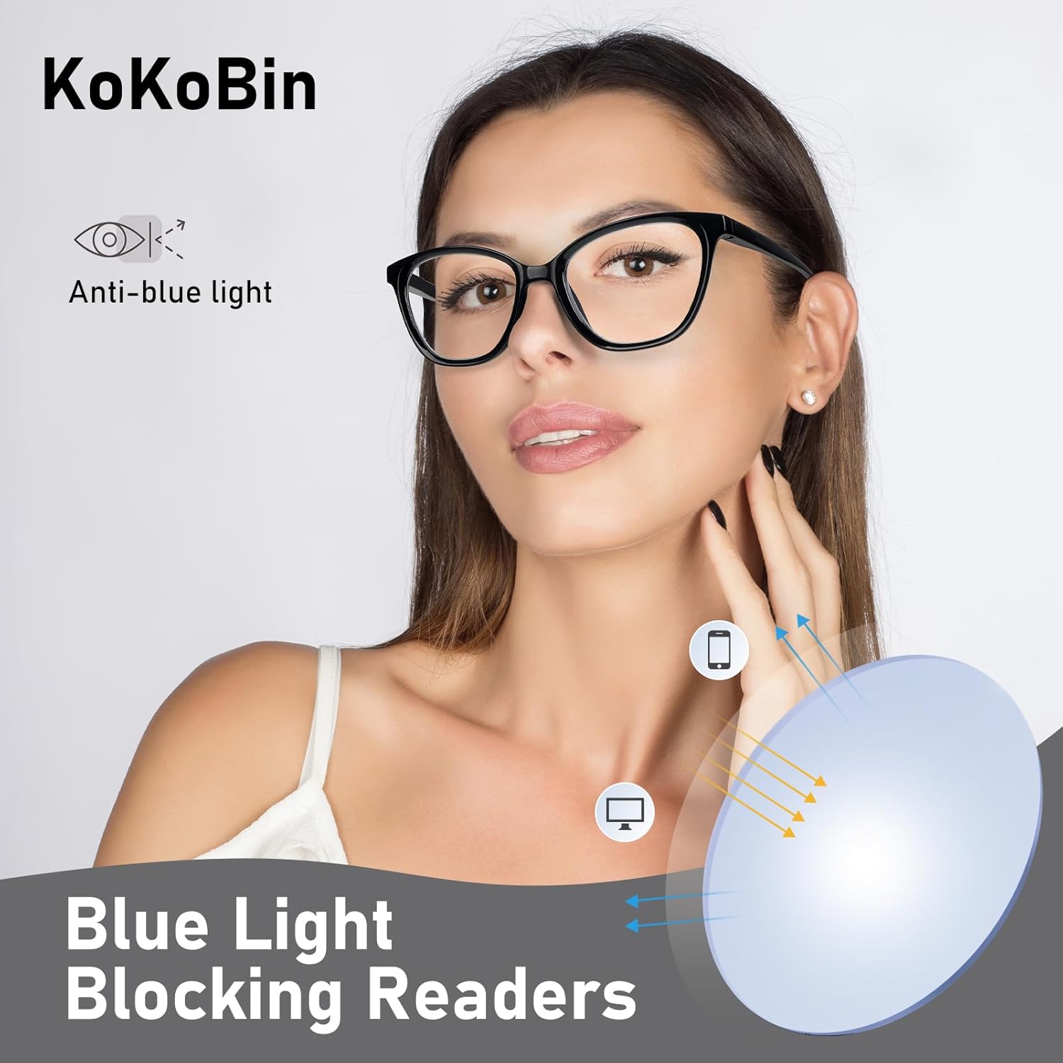 KoKoBin 4 Pack Reading Glasses Blue Light Blocking Spring Hinge Fashion ...
