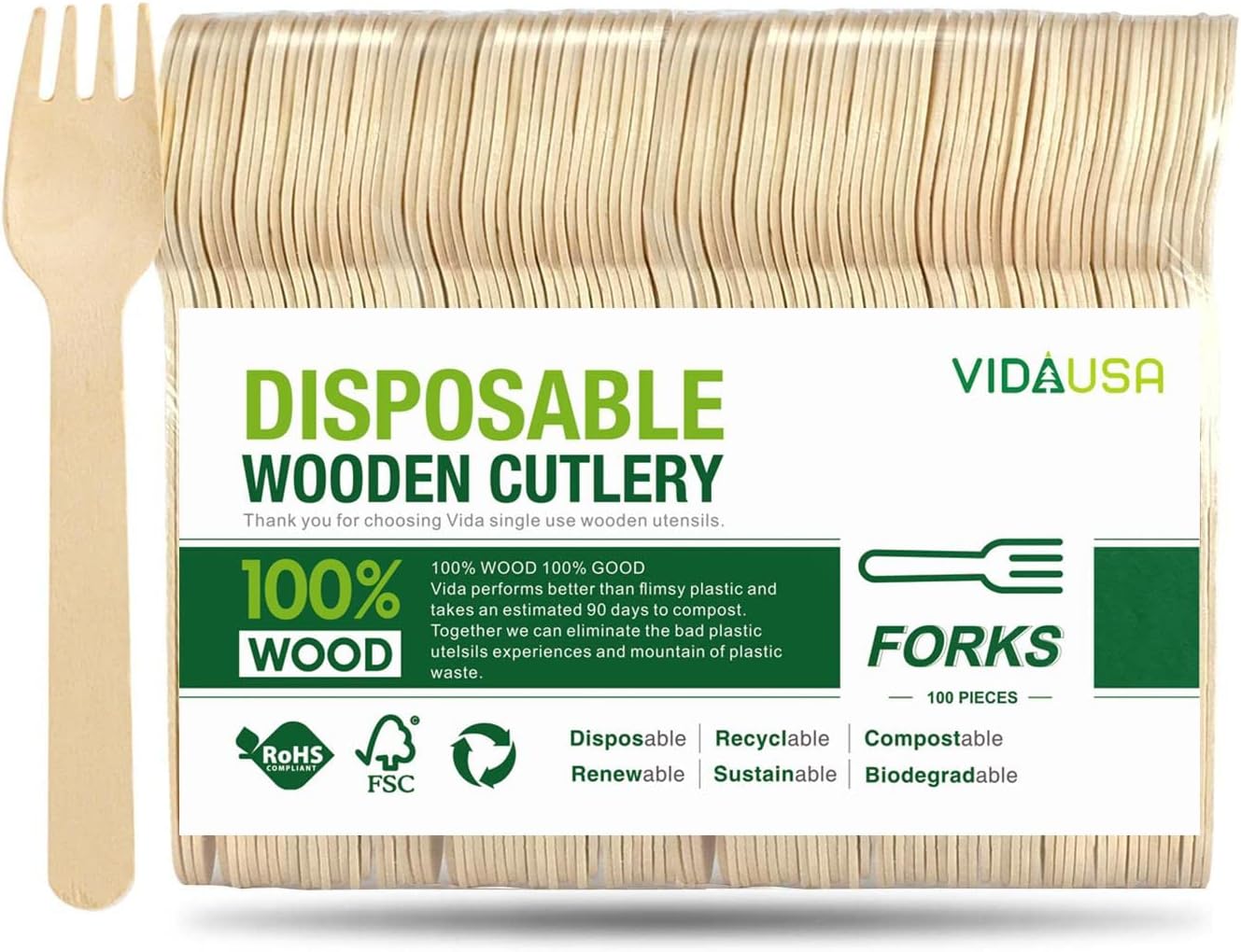 Amazon.com: wood collection Disposable Wooden Cutlery From Natural ...