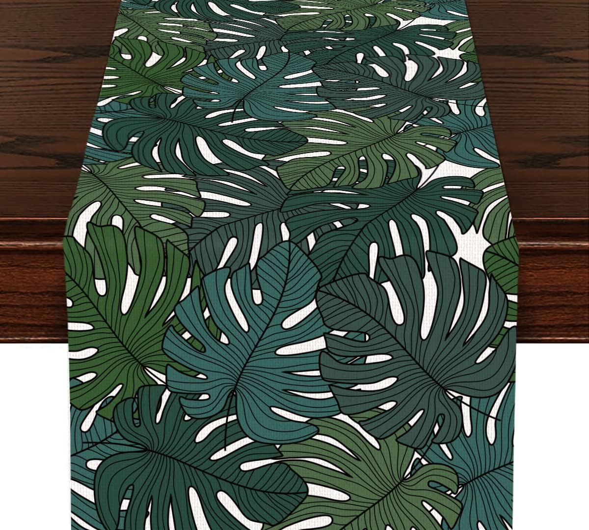 Amazon.com: Boho Palm Leaves Table Runner, Kitchen Dining Table Decor, Watercolor Tropical ...