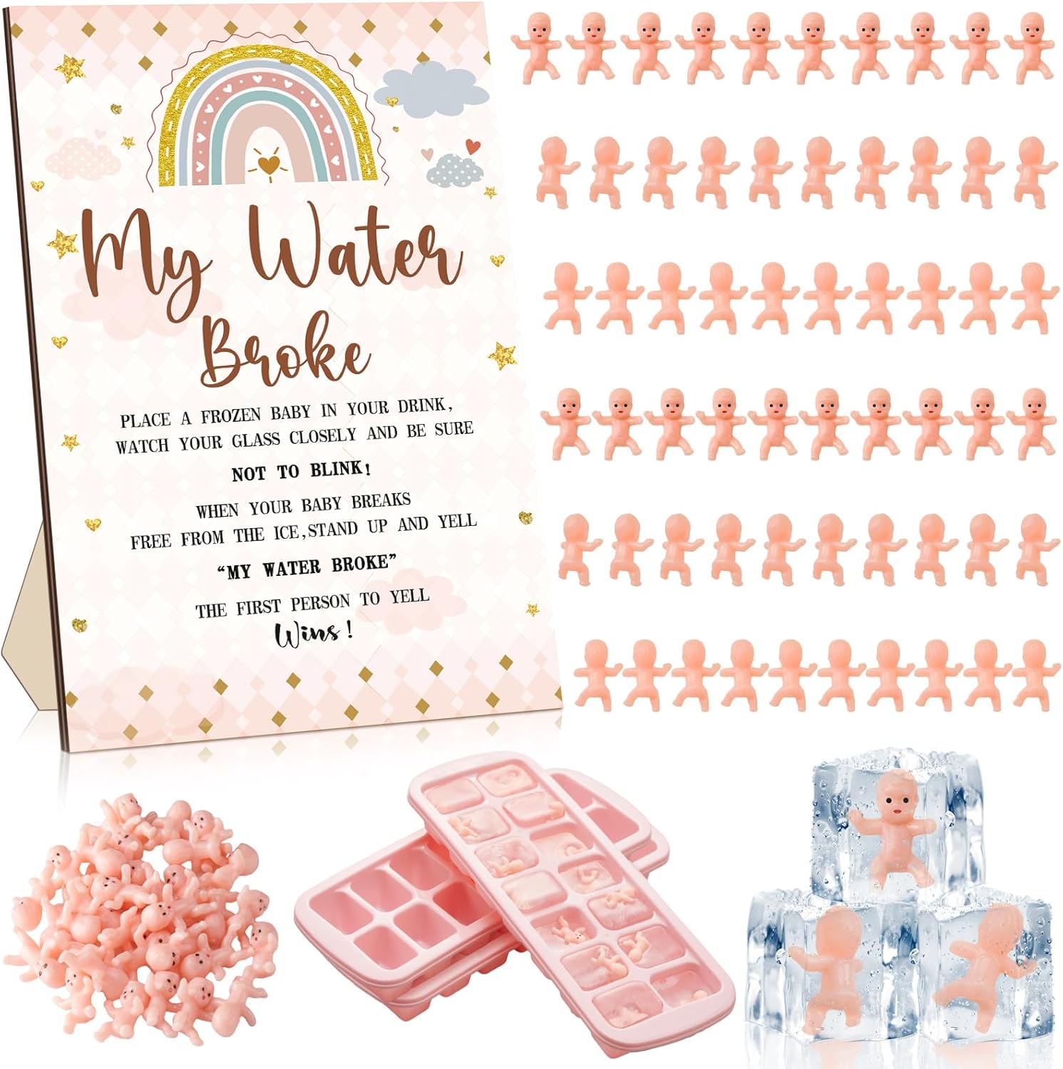 Amazon.com: Shappy 64 Pcs My Water Broke Game with 60 Pcs Mini Plastic ...