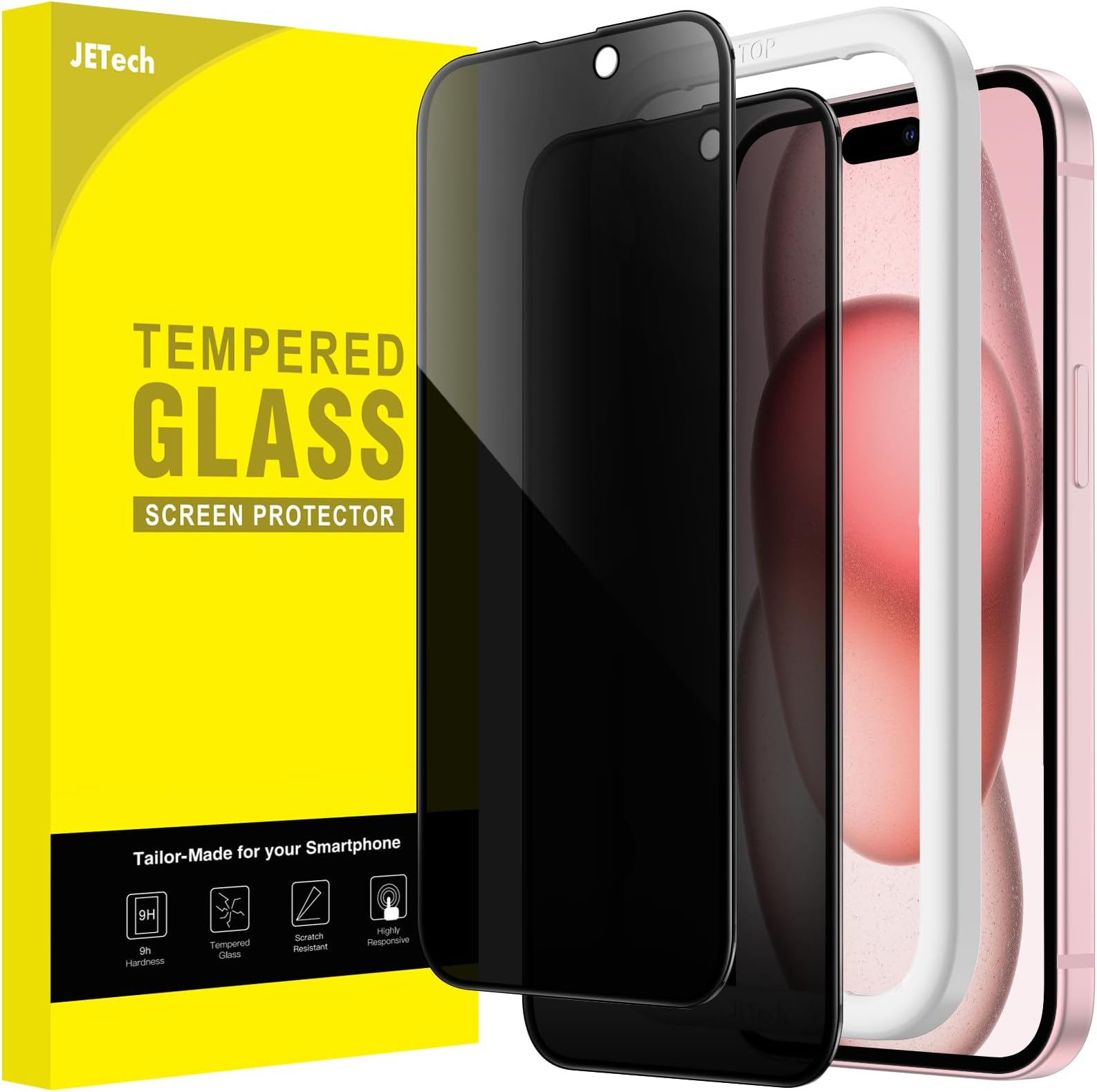 JETech Privacy Full Coverage Screen Protector for iPhone 15 6.1-Inch ...