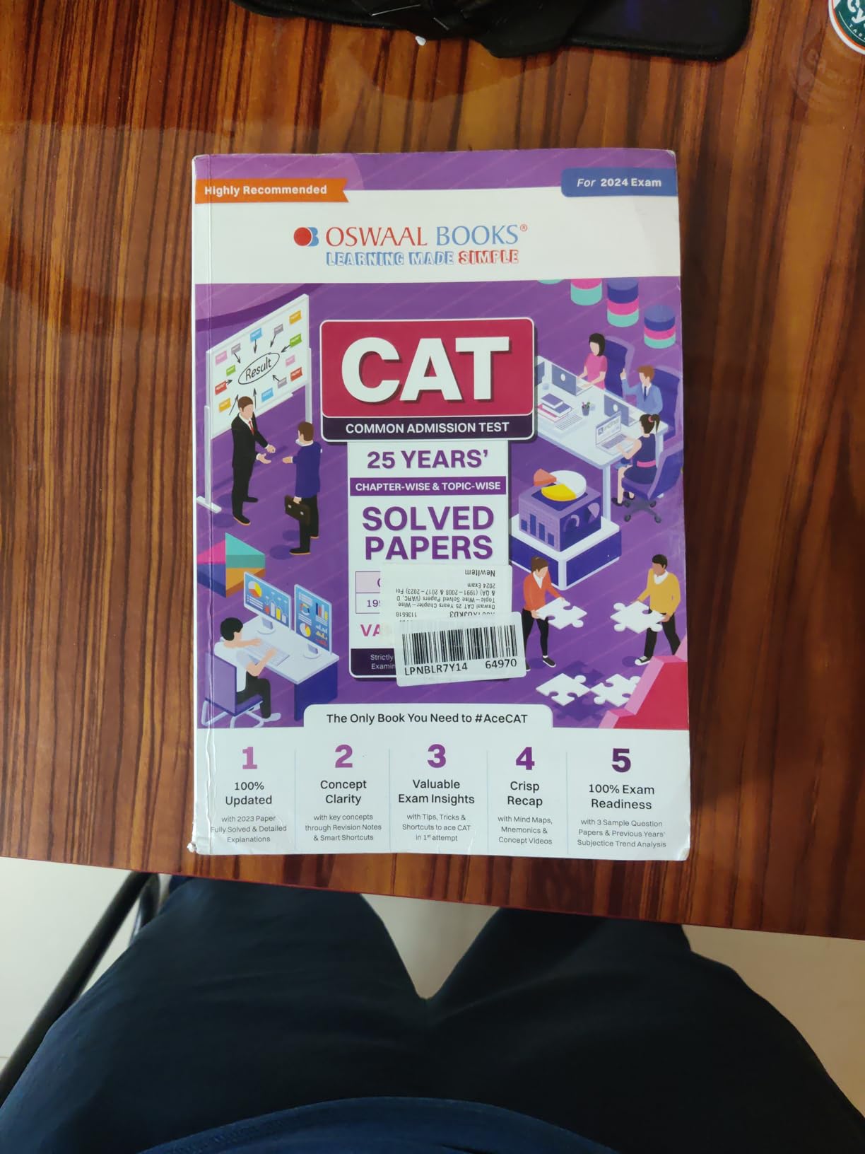 Buy Oswaal CAT 25 Years Chapter-Wise & Topic-Wise Solved Papers (VARC, DILR & QA) (1991-2008 ...