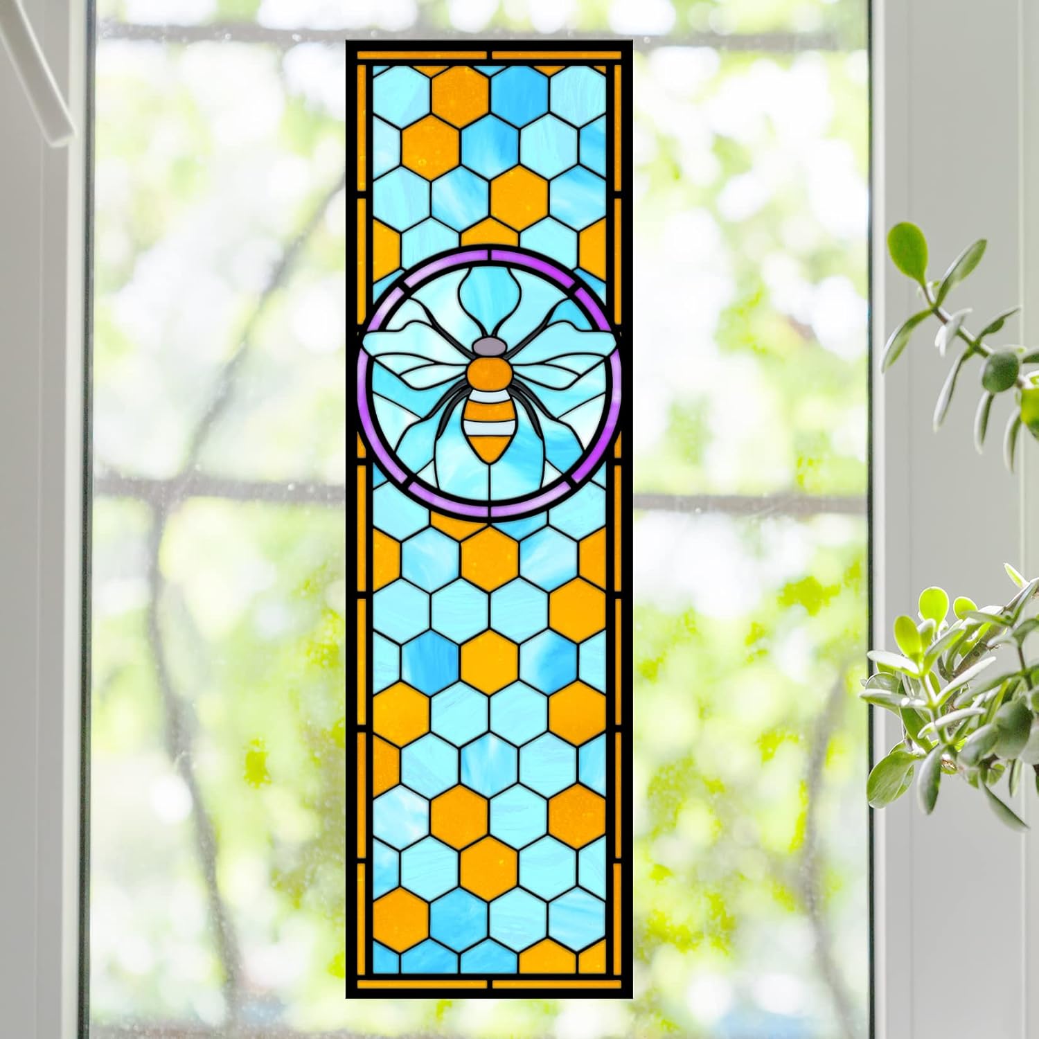 Amazon.com: Bee Honeycomb Stained Glass Window Film (7.2"x24") : Home ...