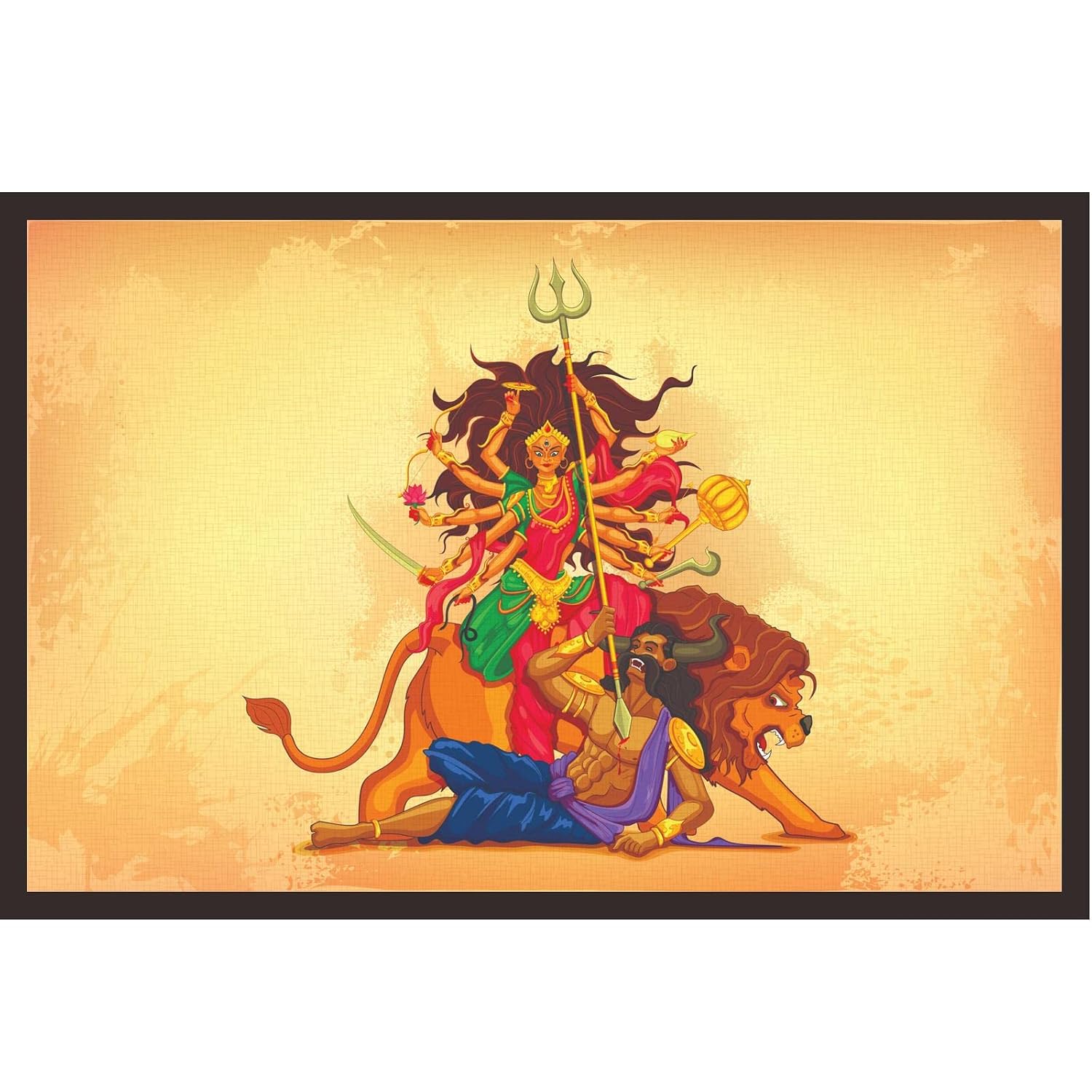 Mad Masters Durga Devi on Lion Framed Photo, Goddess Kali Mata Wall ...