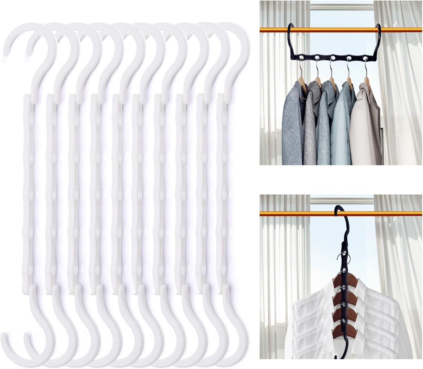 Amazon.com: White Space Saving Hangers, 10PCS Magic Hangers, 5 Holes ...