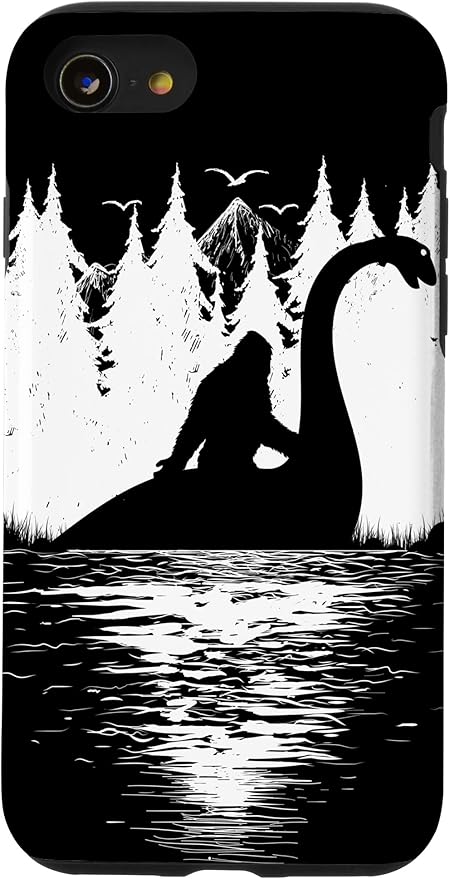 Amazon.com: iPhone SE (2020) / 7 / 8 Bigfoot Riding Loch Ness Monster ! Funny Sasquatch Nessie ...