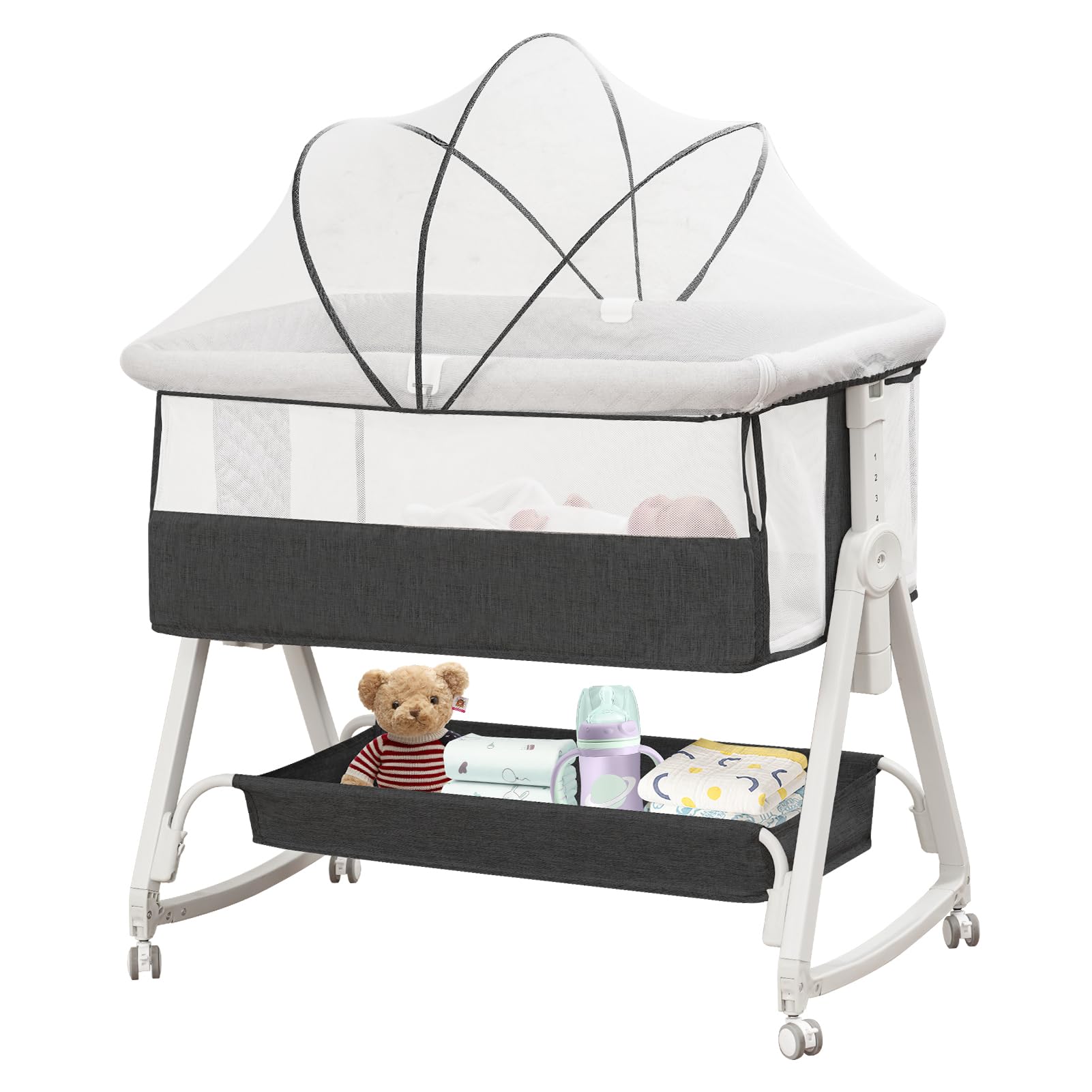 Baby Bassinet Bedside Sleeper for Baby,Bedside Bassinet with Wheels and ...
