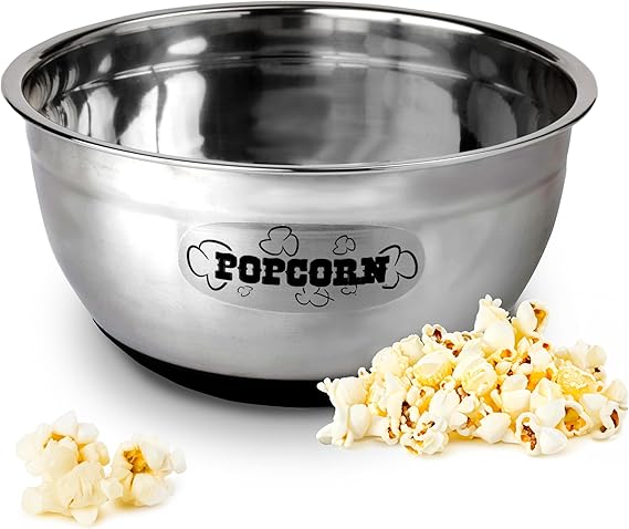 Amazon.com: Stainless Steel Popcorn Serving Bowl - Wabash Valley Farms ...