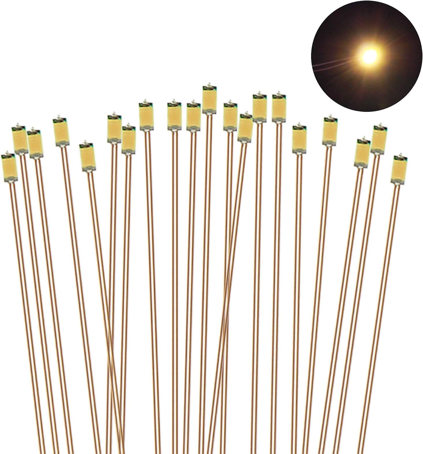 Evemodel C0603WM 20pcs Pre-soldered micro 0.1mm Copper Wired WARM WHITE ...