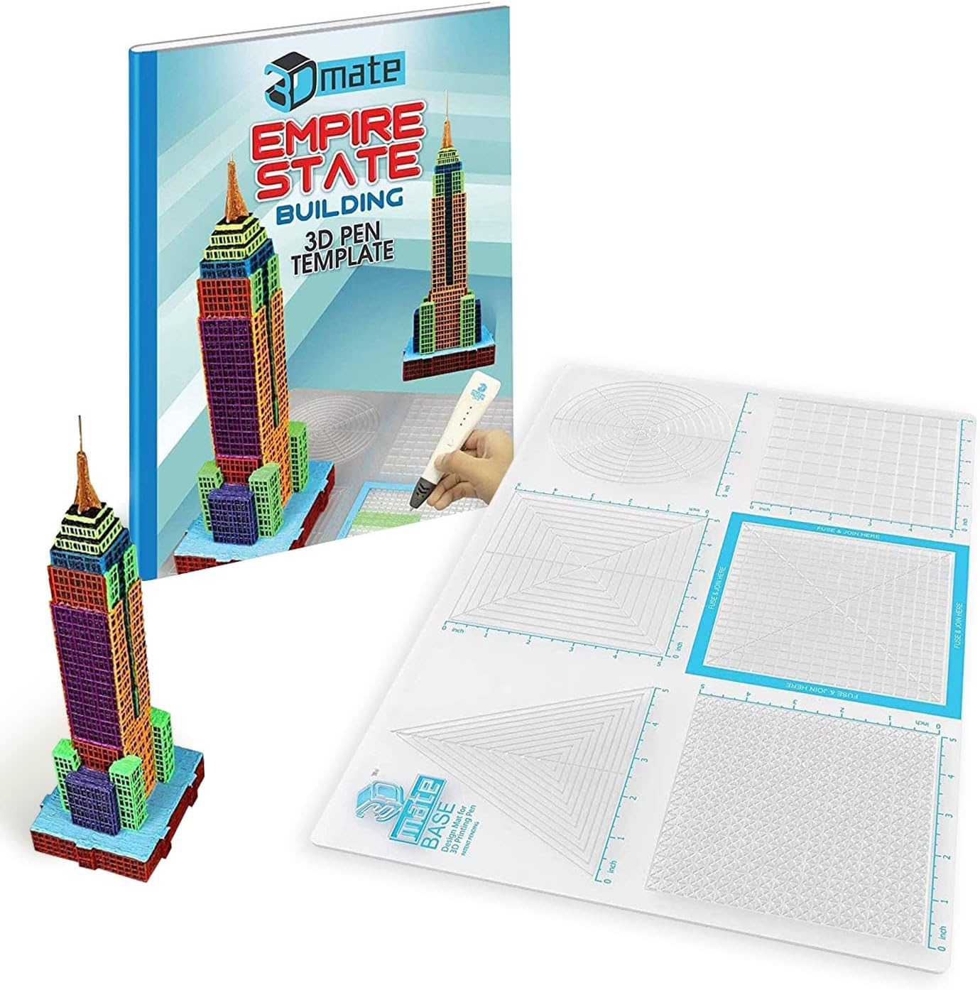 Amazon.com: 3Dmate Base 3D Pen Mat with Empire State Building Stencil ...
