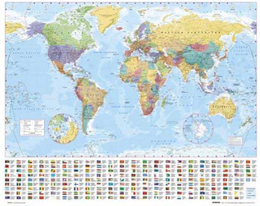 Maps - World Map - Mini Poster Landkarten Poster Politische Weltkarte ...