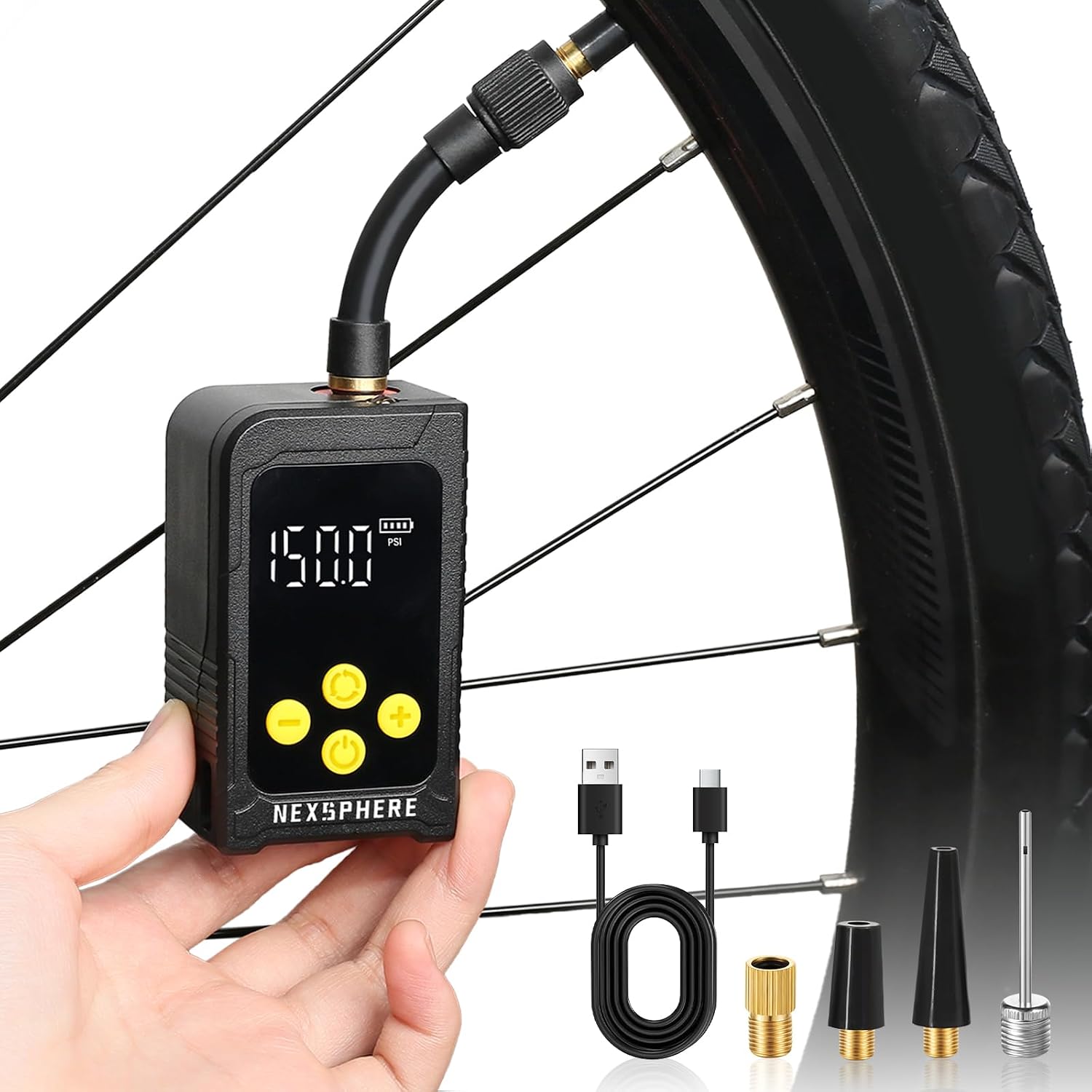Amazon.com: NexSphere Mini Bike Tire Pump, Max 150 PSI, 25s Fast ...