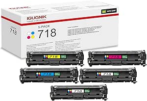 Amazon.com: 5 Pack 718 BK/C/M/Y Toner Cartridge （with Chip） Replacement ...