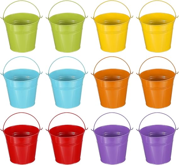 Amazon.com: PATIKIL 5"x4.7" Small Metal Buckets with Handle, 12 Pcs ...
