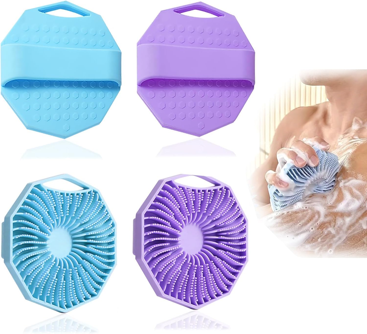 2 Pack Silicone Body Scrubber for Men & Women – Deep Cleansing Back ...