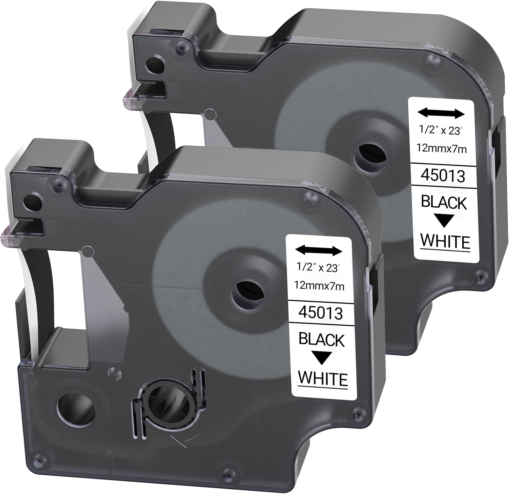 LEYF 2 Stück Etikettenband, Kompatibel mit Dymo D1 45013 S0720530, 12mm ...