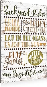Amazon.com: Backyard Rules Metal Tin Signs Lay In The Grass Enjoy The ...