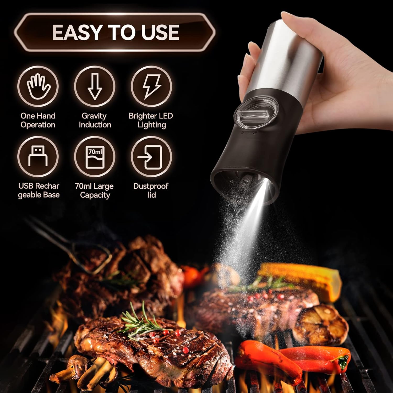 Gravity – Juego de molinillo automático de sal y pimienta, salero ...