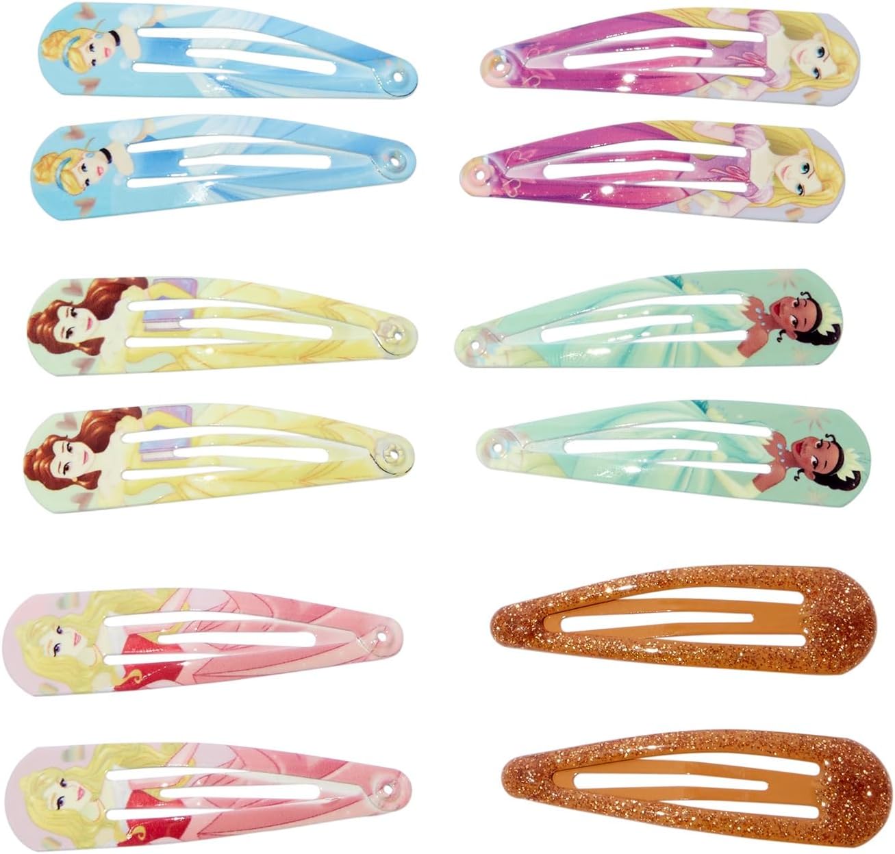 Claire's Disney princess Glitter Hair Clips Wheel â€“ Pink, 12 Pack ...