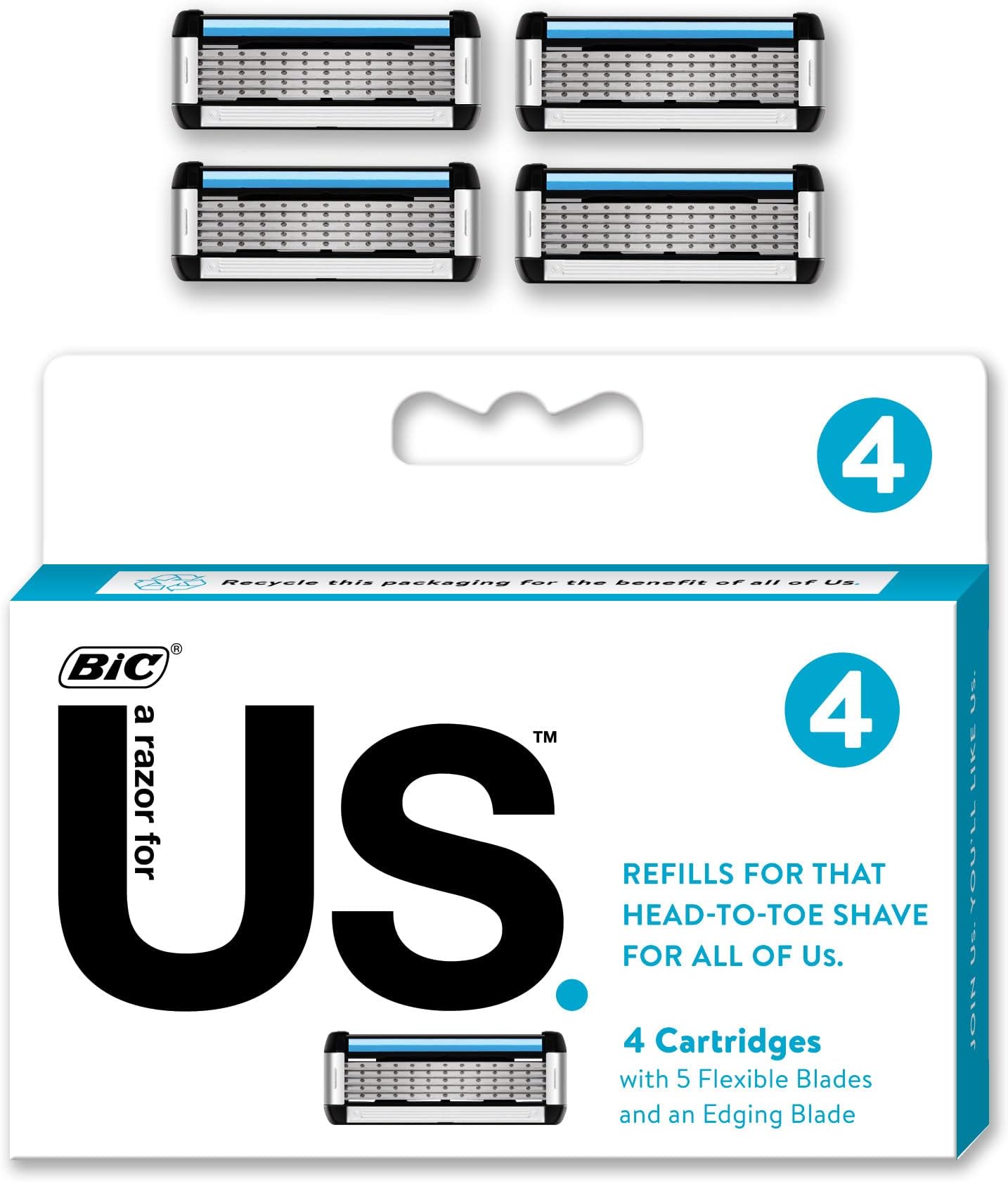 Amazon.com: BIC Hybrid 5 Flex Men's Razor Refills with 5 Moveable Nano ...