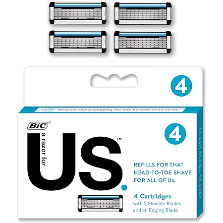Amazon.com: BIC Flex5 Hybrid 5 Blade Razor Refills, 4 Count : Beauty ...