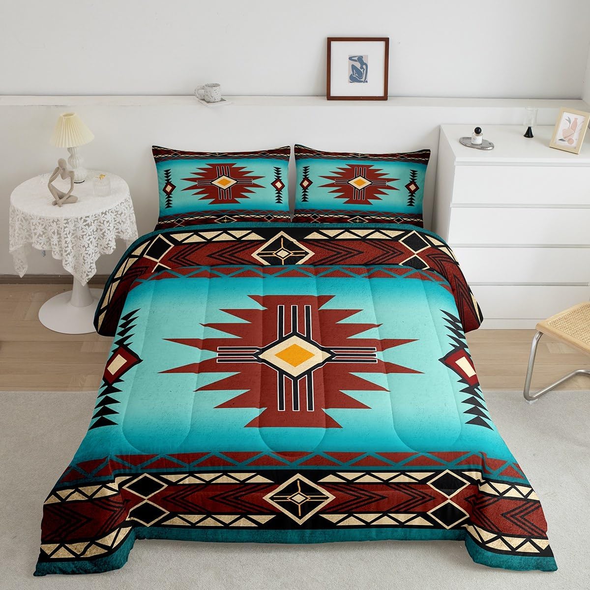 Amazon.com: Southwest Comforter Set Queen Size,Geometric Aztec Tribal ...