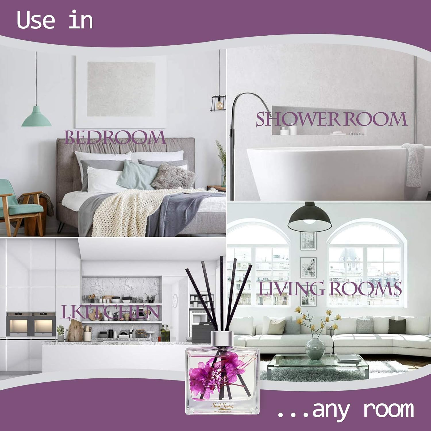 Seed Spring Dreamy Lavender Reed Diffuser with Dried Flowers, 200ml ...