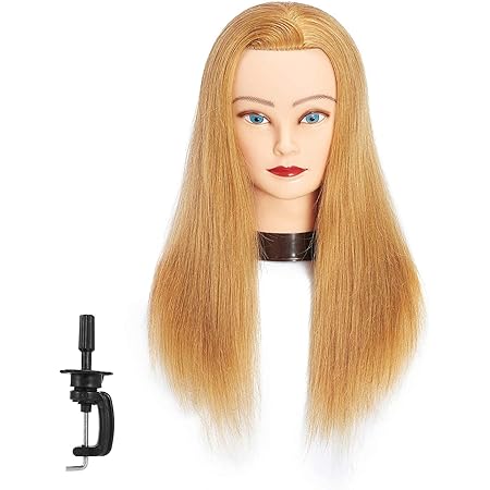 Amazon.com: Traininghead 100% Human Hair Mannequin Head Hairdresser ...