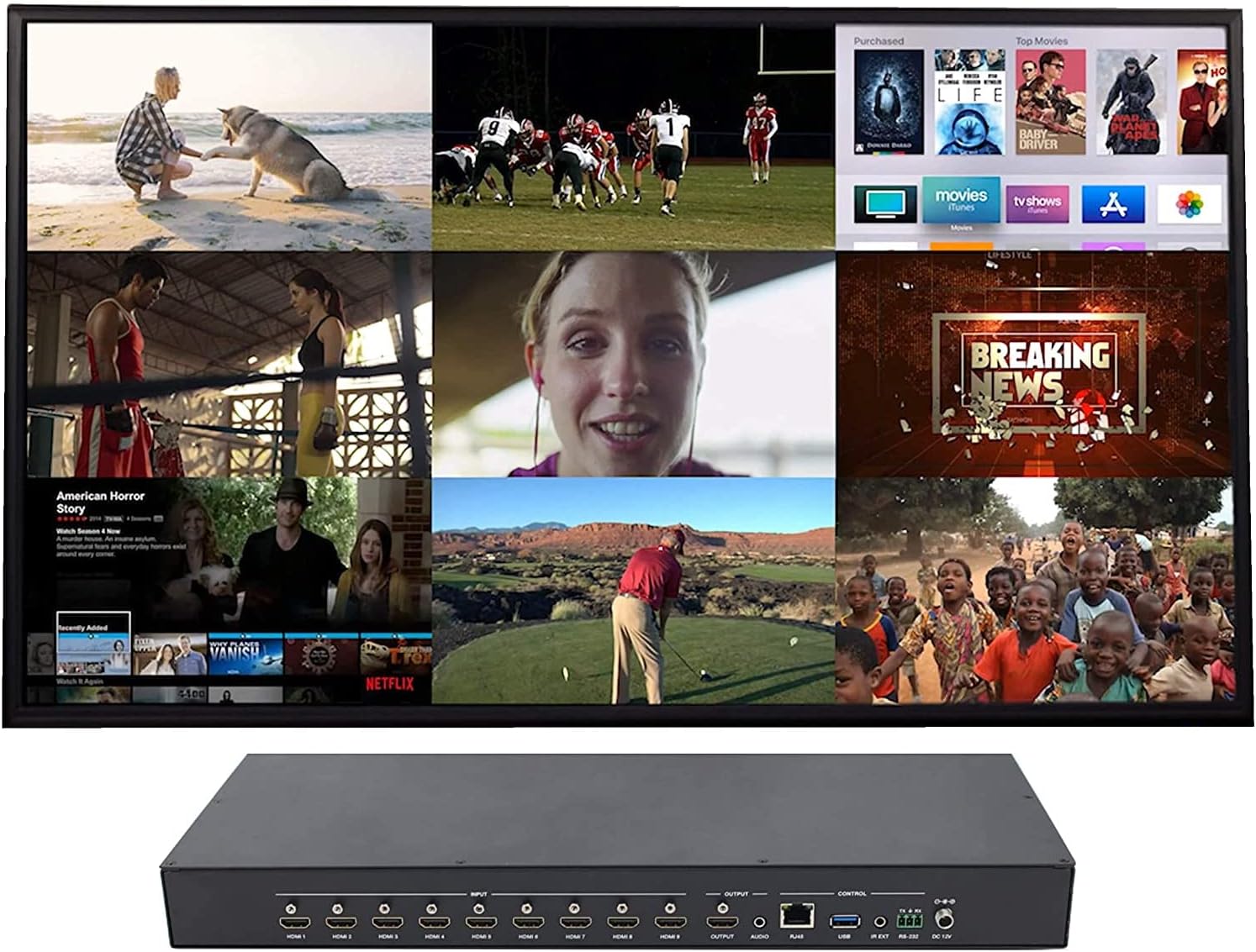 Amazon.com: 9x1 Tiling 4K Multiviewer Multiplexer 9 Screen Processor ...
