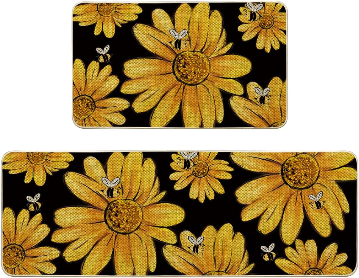 Amazon.com: Artoid Mode Daisy Bees Summer Kitchen Mats Set of 2 ...