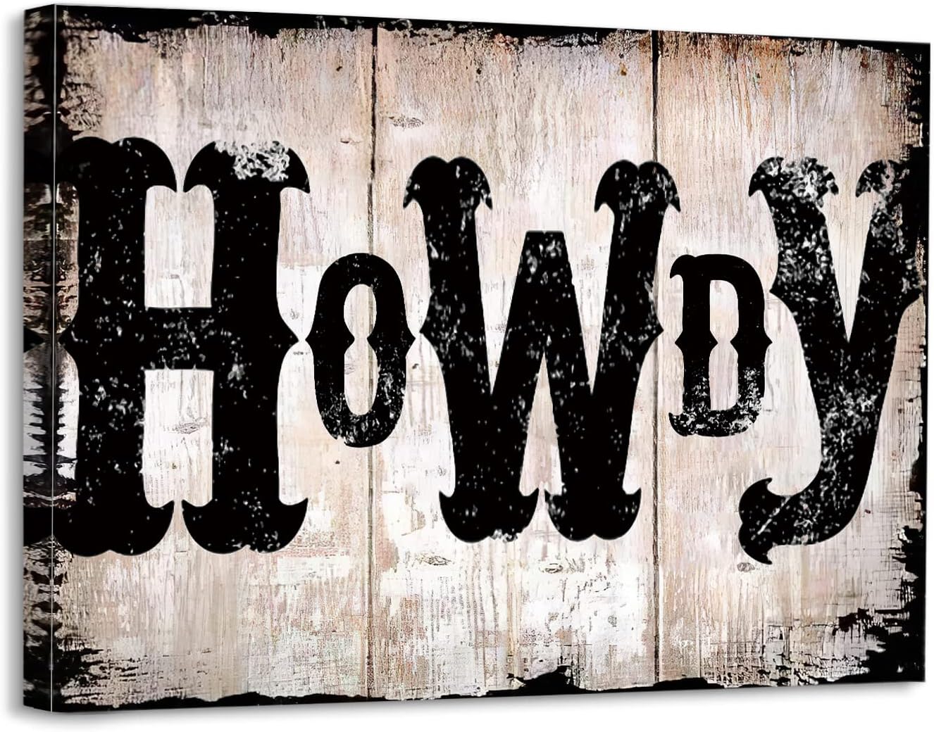 Amazon.com: WODMIS Retro Western Howdy Typography Framed Canvas Wall ...