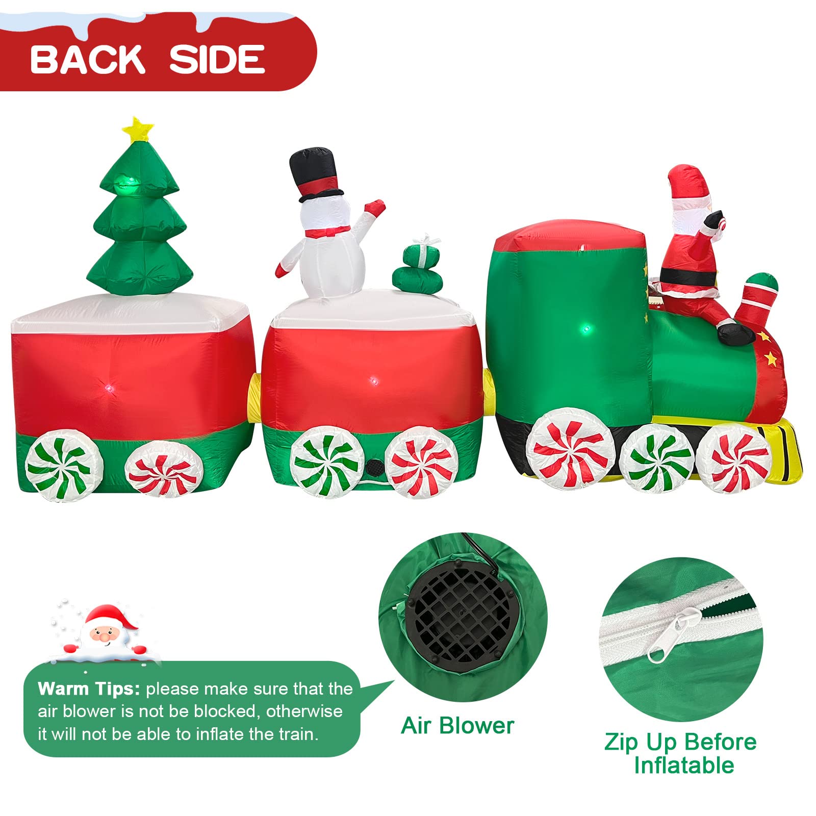 Goallim 10.5Ft Long Christmas Inflatables Train, Santa Claus Driving ...