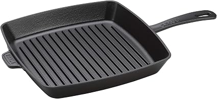 Amazon.com: STAUB Cast Iron 12-inch Square Grill Pan - Matte Black ...