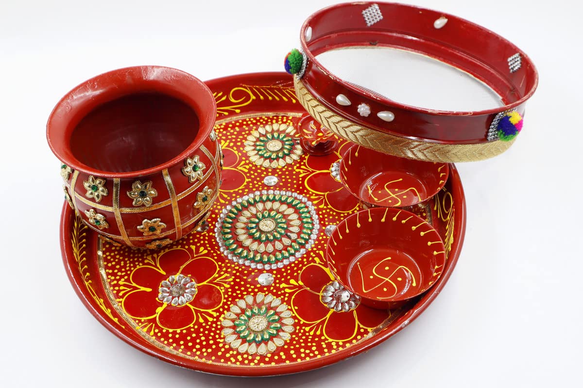 Jaipur Ace Karwa Chauth Traditional And Decorative Pooja Thali Set ...
