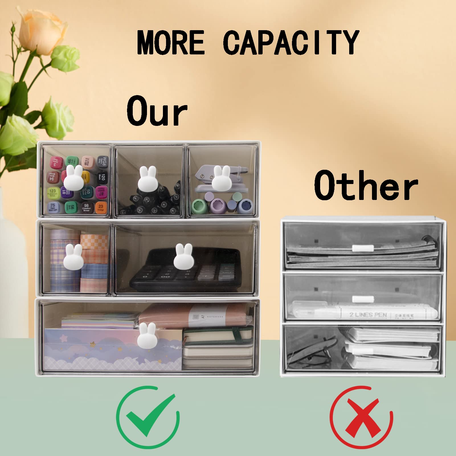 Snapklik.com : 3 Packs Stackable Desk Organizer Drawers, Plastic ...