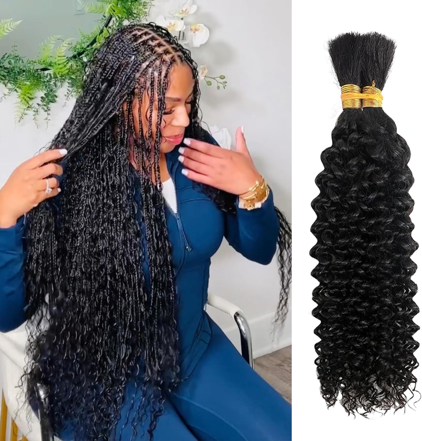 Amazon.com : 22 Inch Curly Human Hair Braiding Hair Wet and Wavy Water ...