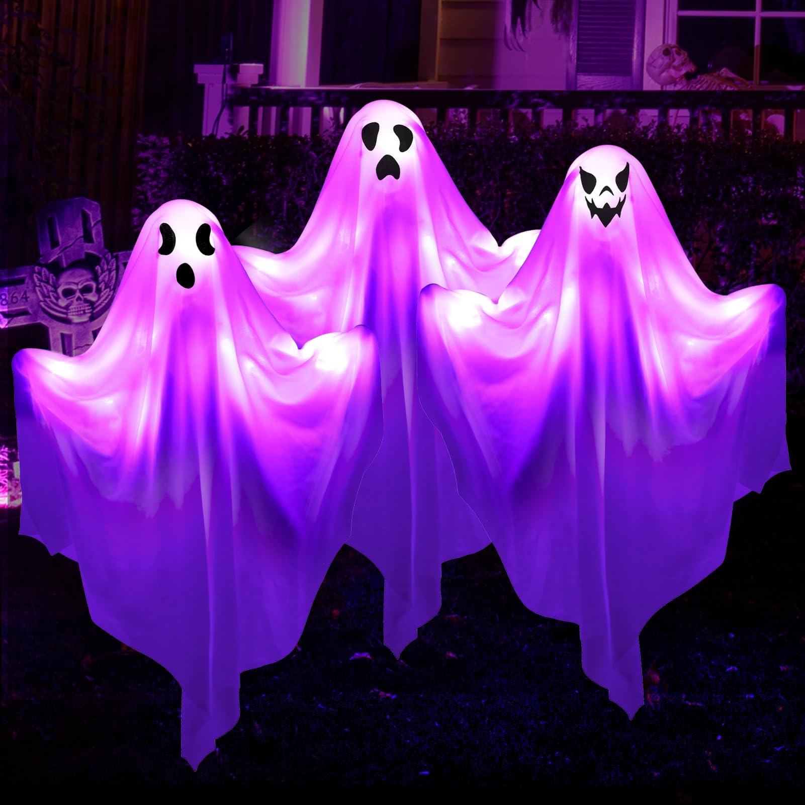 Amazon.com : Large Ghost Outdoor Yard Signs, 2PCS Scary Lawn ...