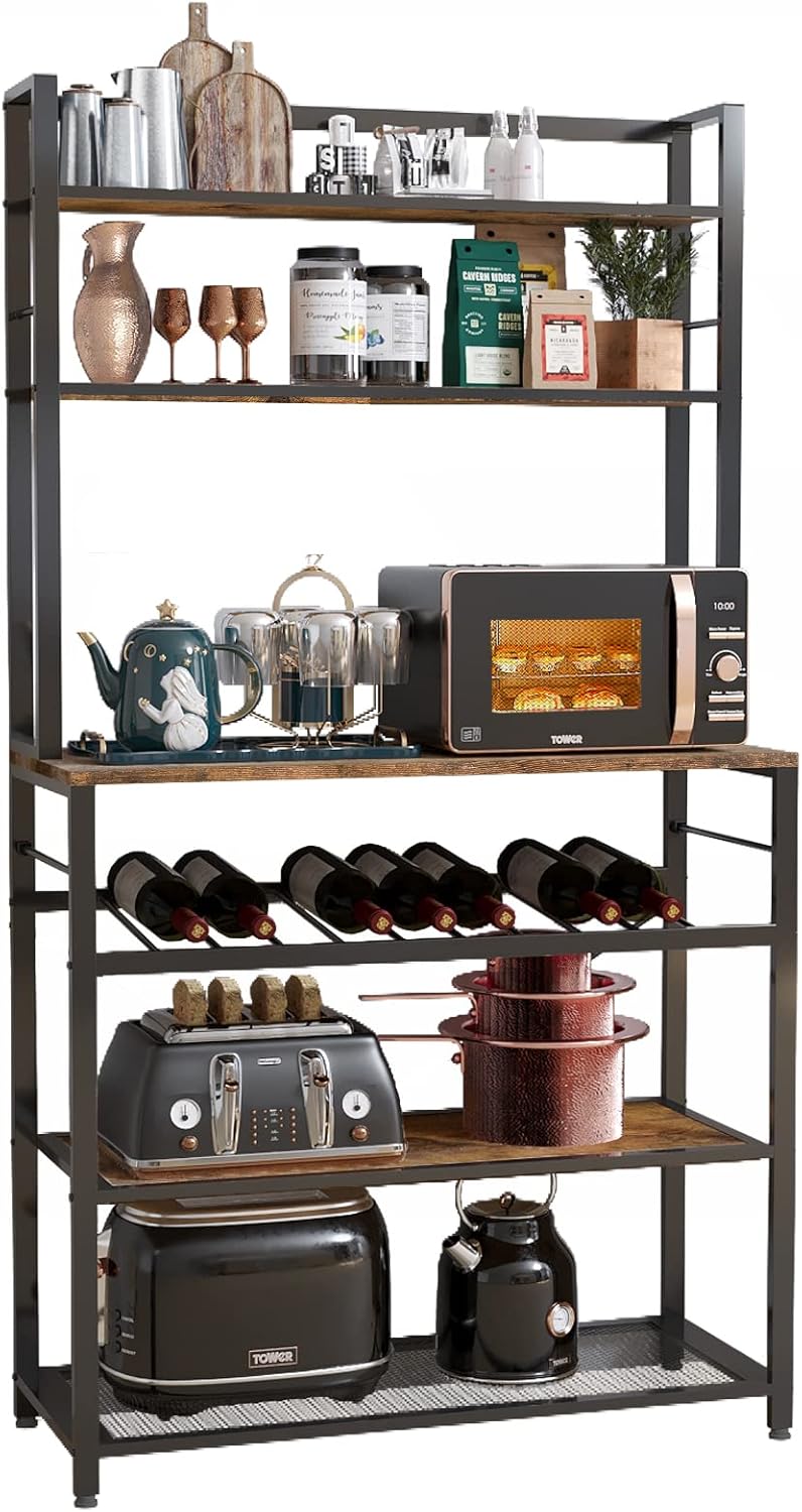 Amazon.com: Easyzon 6 Tier Bakers Racks for Kitchens with Storage ...