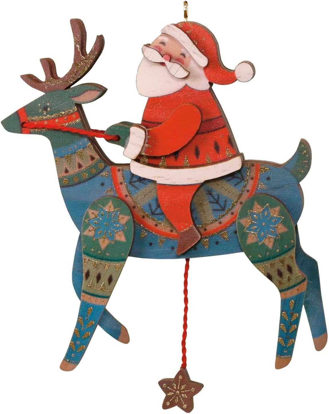 Amazon.com: Hallmark 2495QK1452 Reindeer Wooden Pull String Keepsake ...