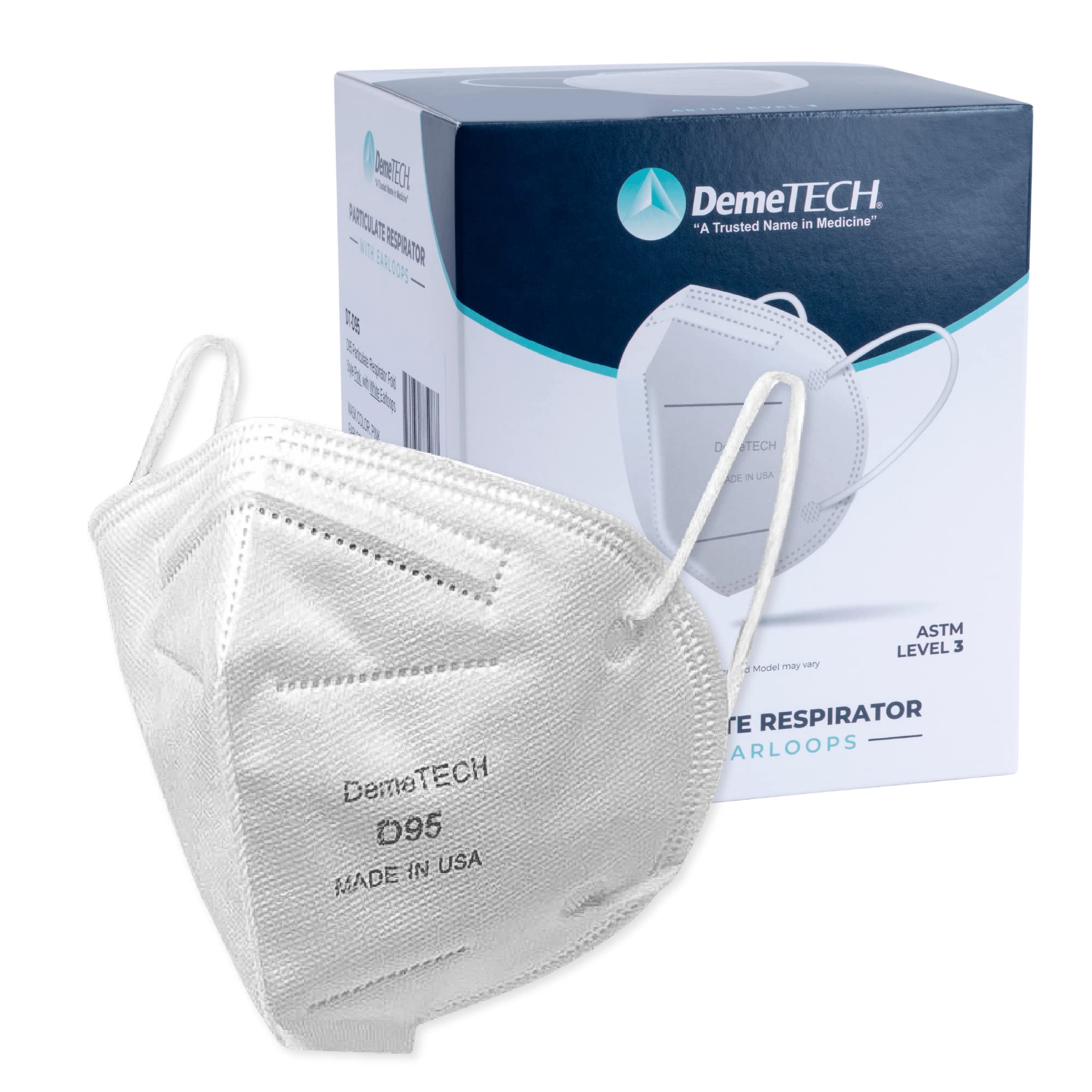 DEMETECH D95 Particulate Respirator Face Mask, Fold Style with Ear ...