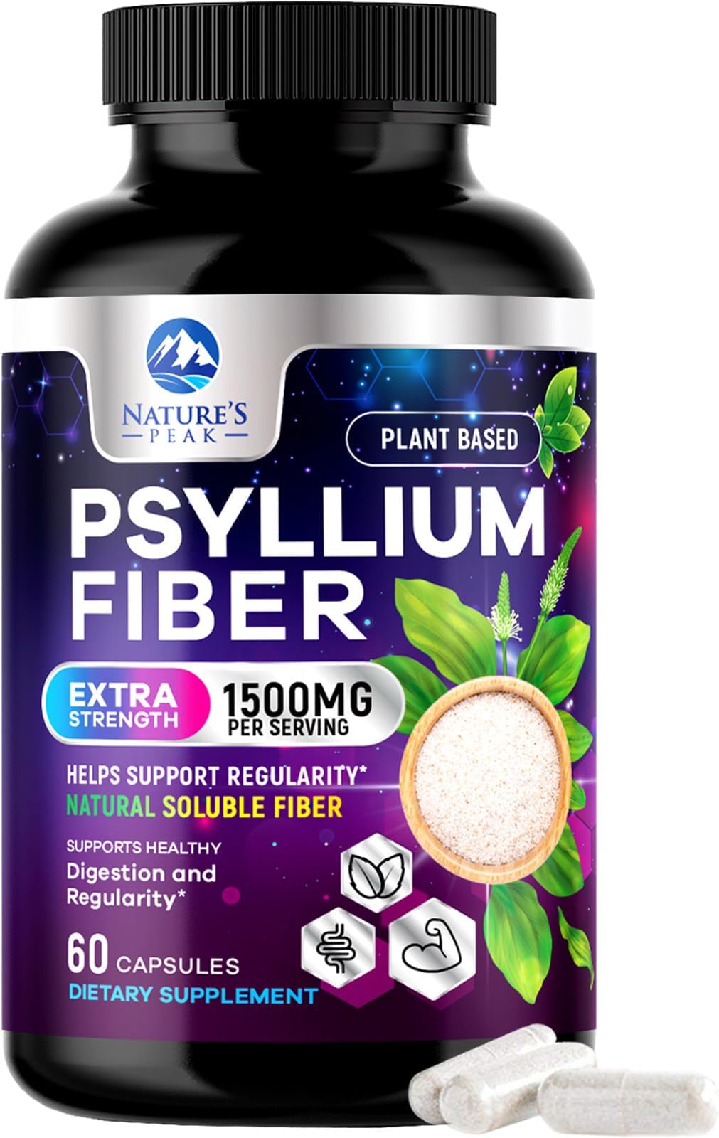Amazon.com: Konsyl Daily Psyllium Fiber Capsules Contains 1500mg ...