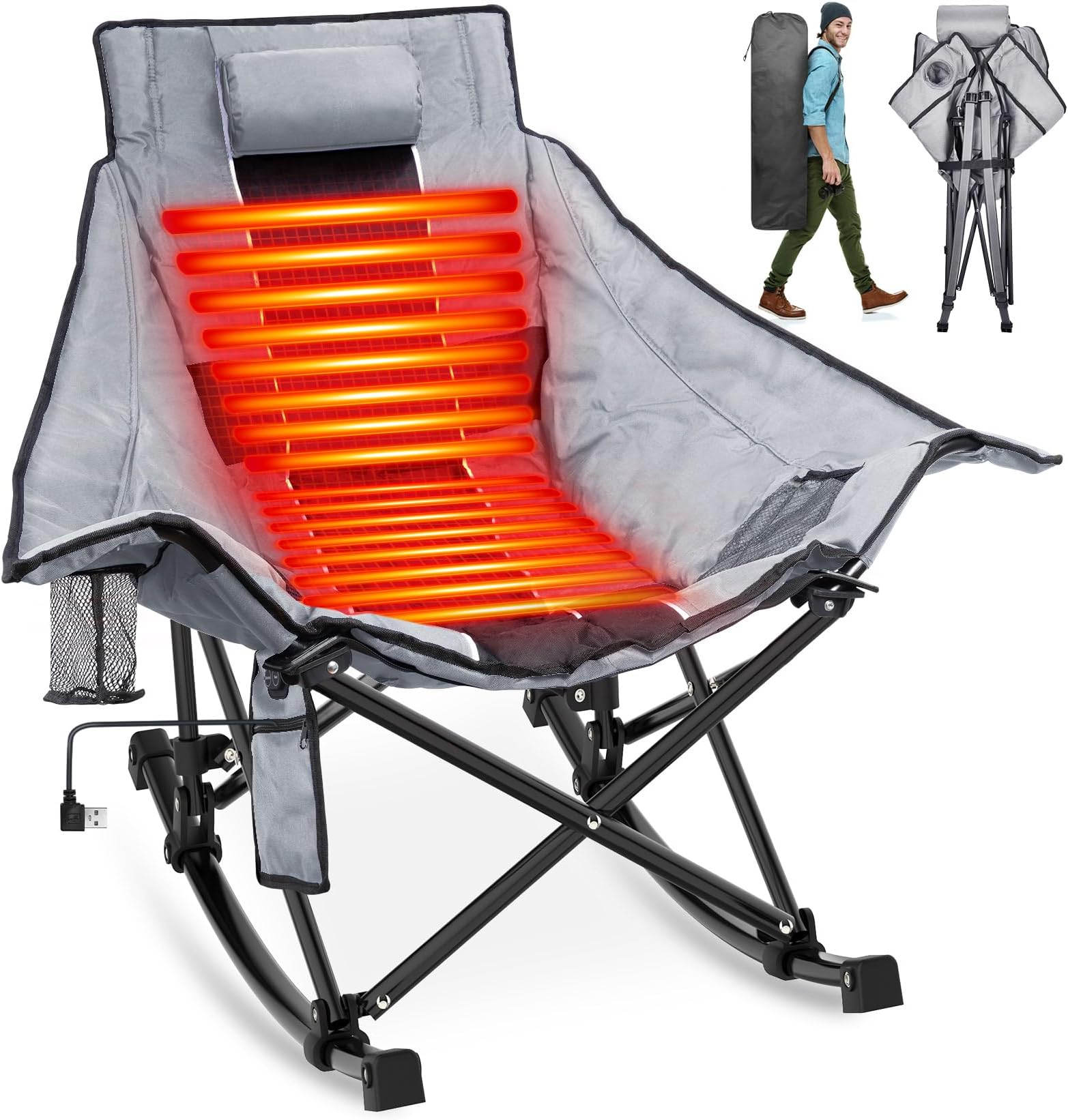 Amazon.com: Suteck Heated Rocking Camping Chair, XL Oversized Rocking ...
