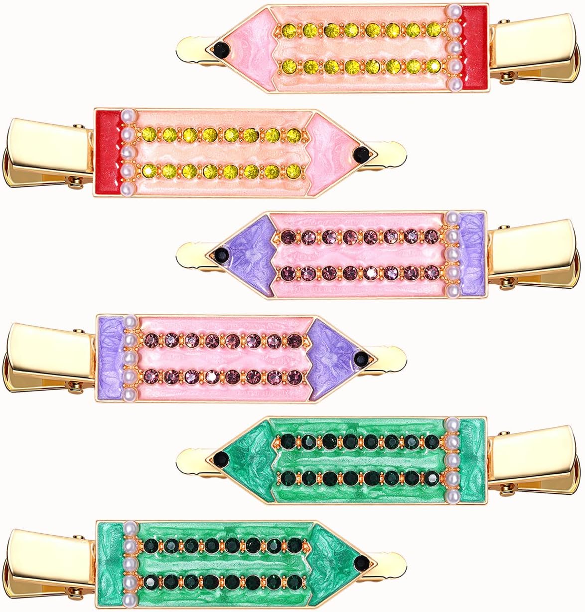 Amazon.com : HZEYN 6 Pack Teacher Hair Clips Funny Pencil Teacher Apple ...