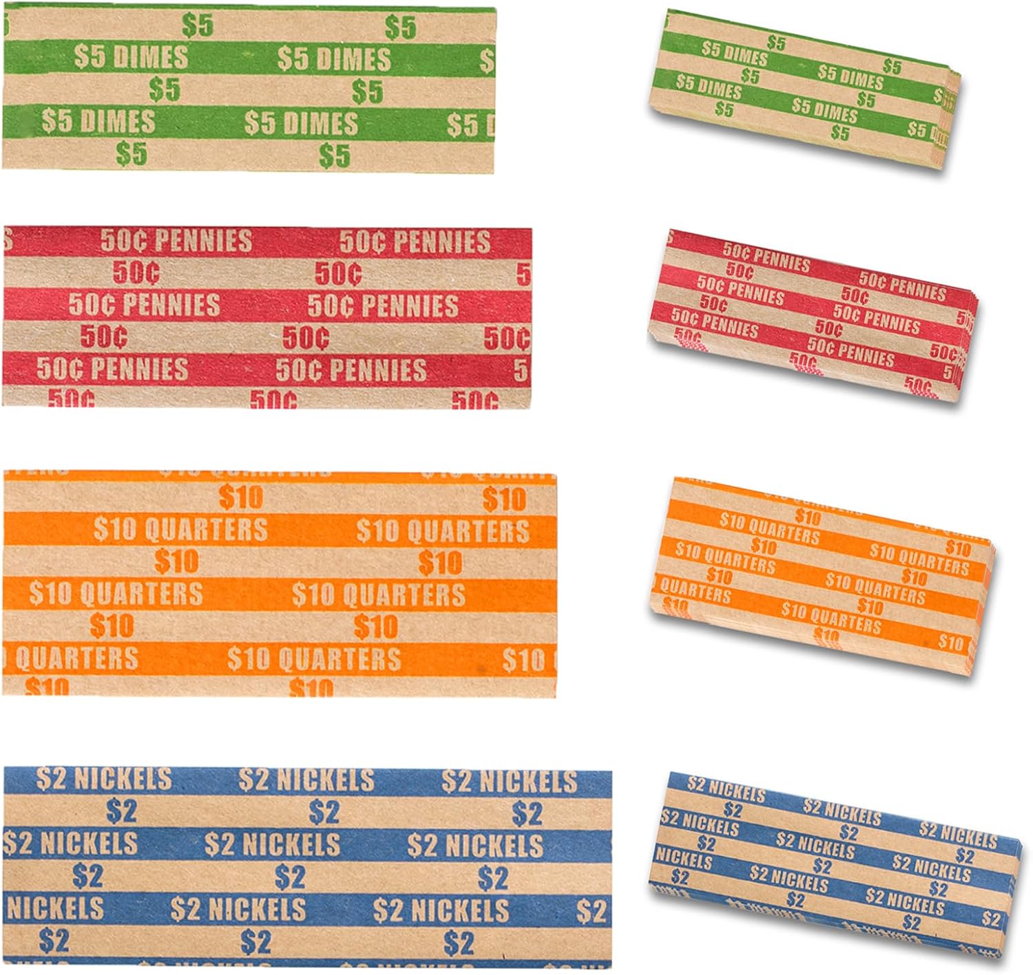 Amazon.com : Coin Wrappers Assorted 1000 PCS Flat Coin Rolls Wrappers ...