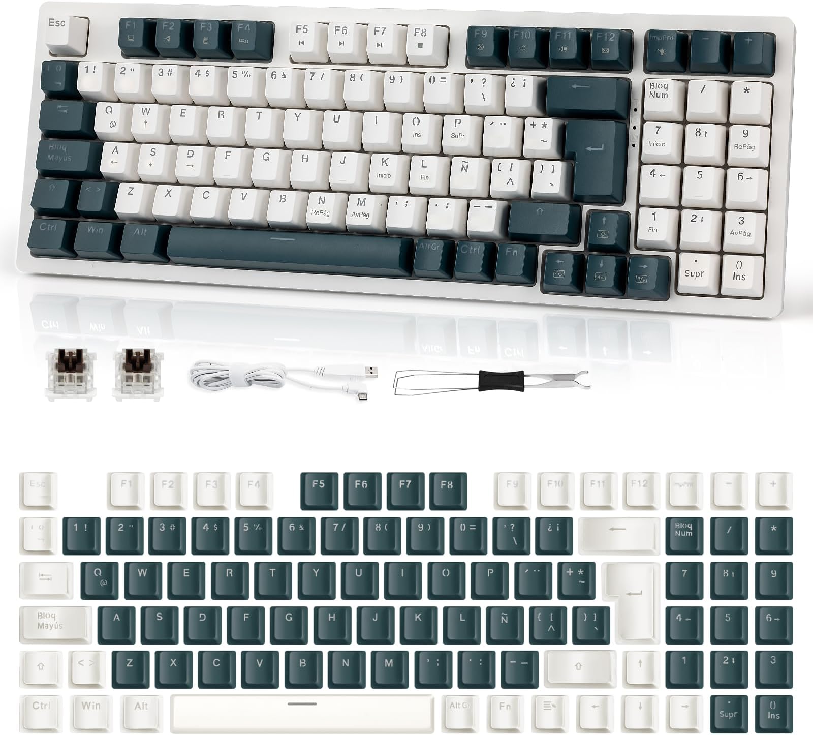 ATTACK SHARK Teclado Mecánico Español K86, RGB Teclado Inalámbrico con ...