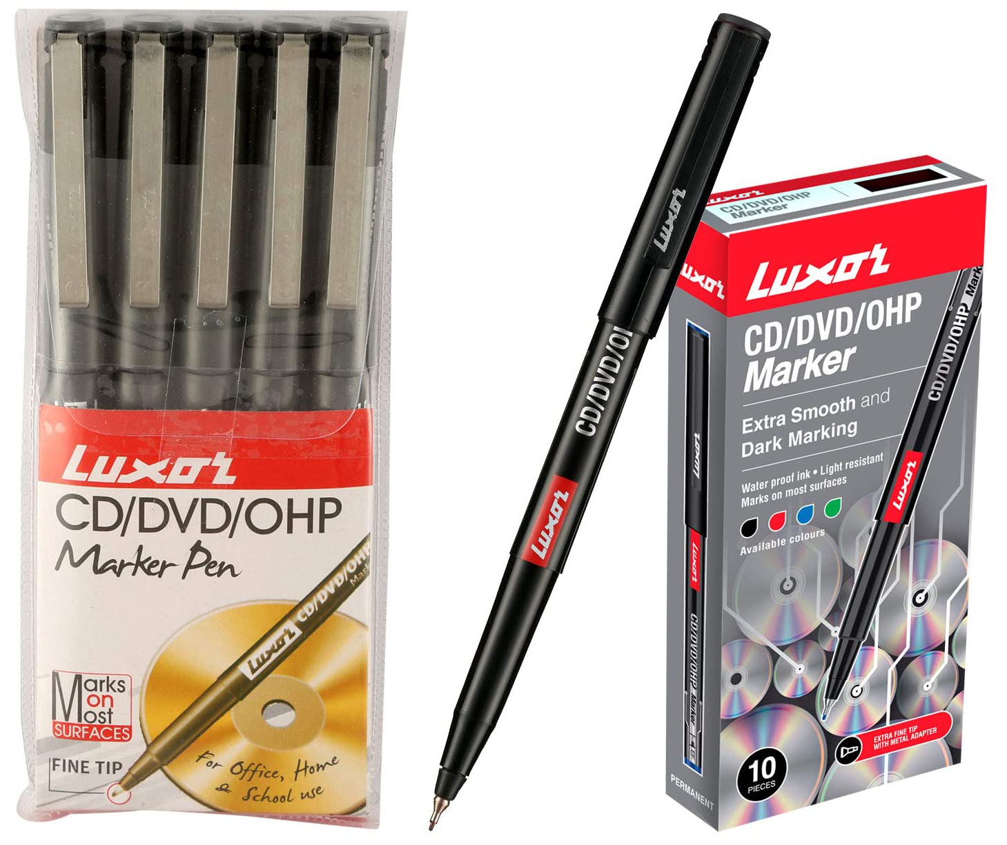 Luxor 969 OHP Permanent Marker - Black - Set of 5 1236 CD/DVD/OHP Fine ...