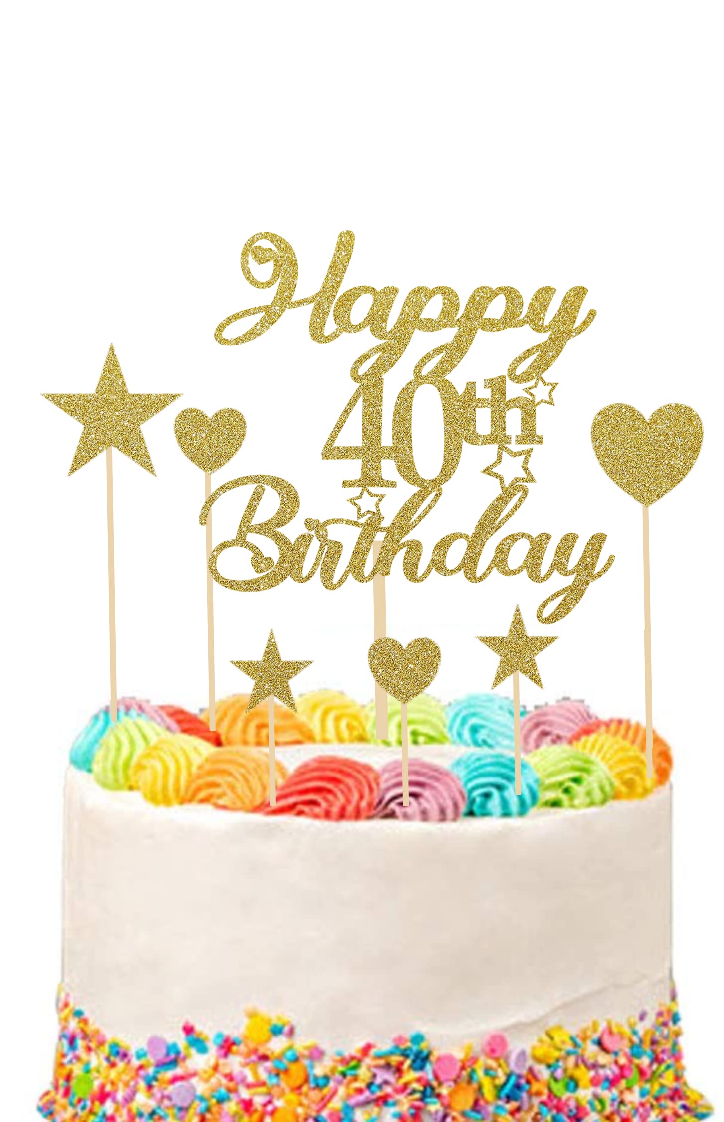 Buy Mobile Stuff Happy 40th Birthday Cake Topper Set, 40th Birthday ...