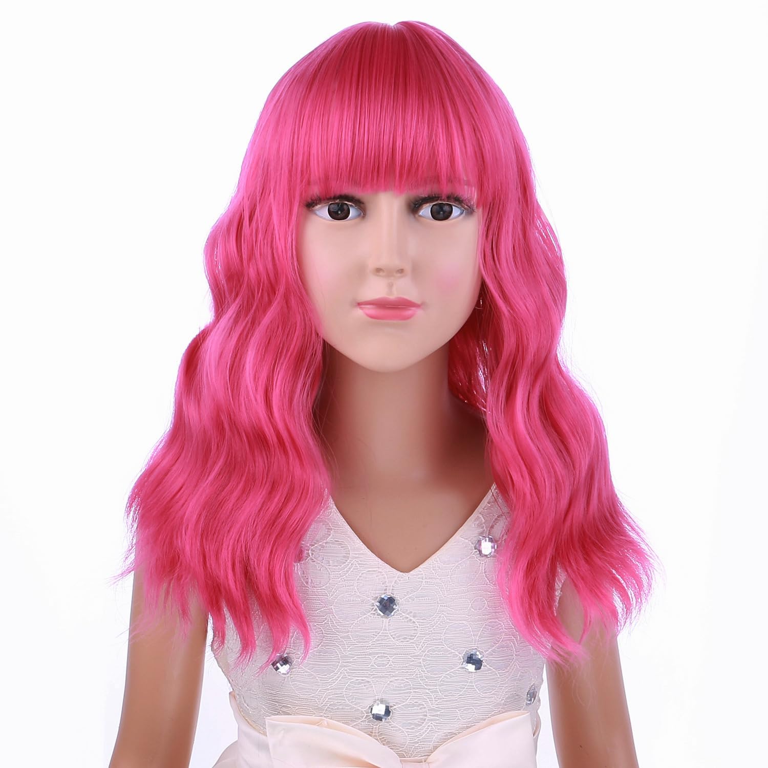 Amazon.com: PATTNIUM Hot Pink Wig Kids Short Wavy Wig Hot Pink Wig with ...