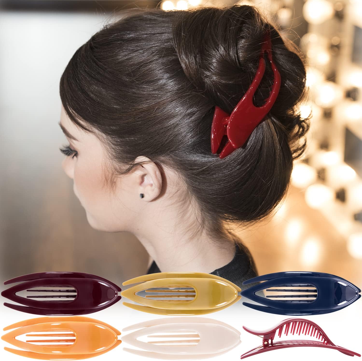 Amazon.com : French Concord Curved Claw Alligator Hair Clips Strong ...