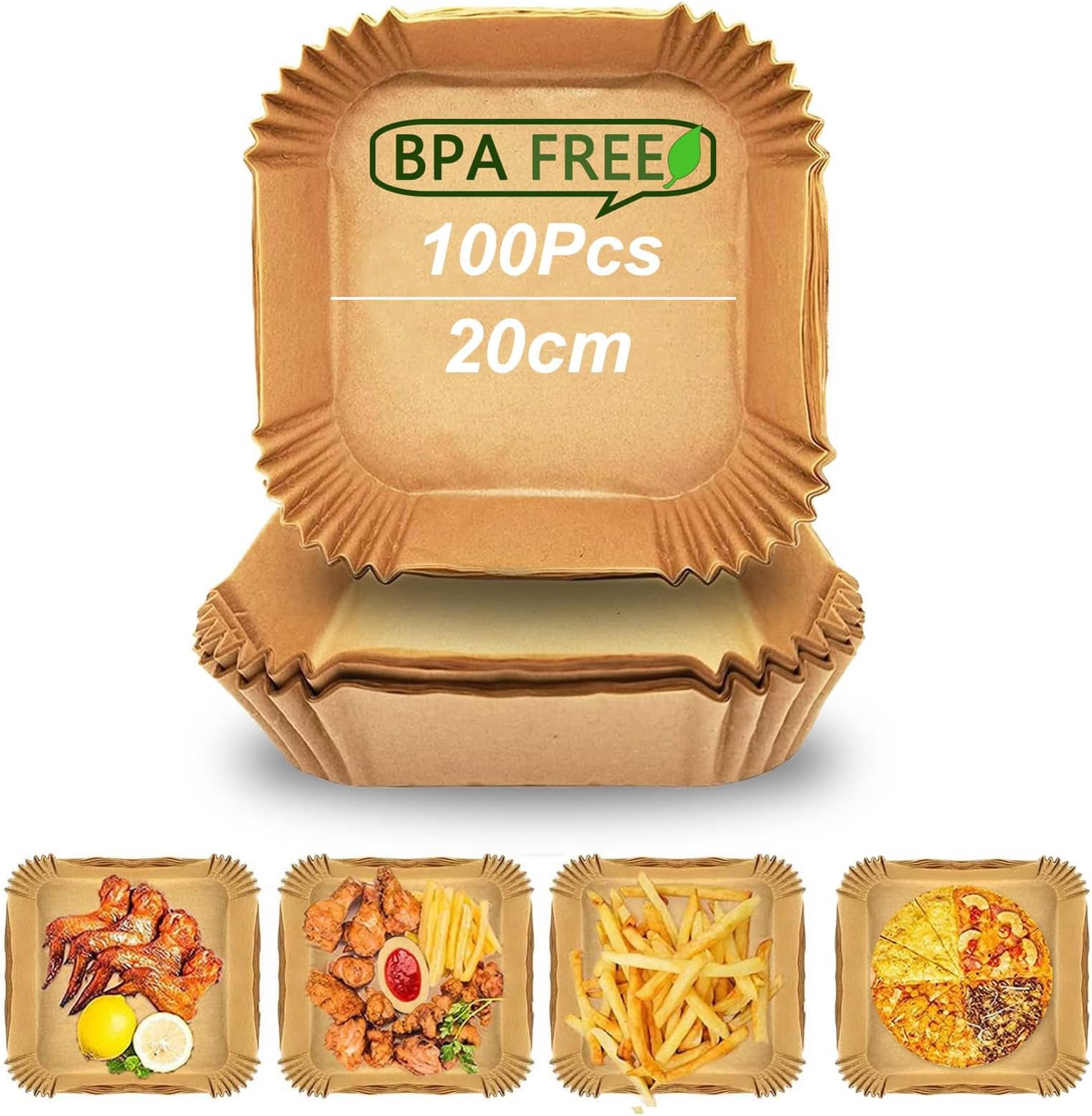 Air Fryer Liners Disposable, 100PCS 20cm Square Parchment Paper Liner ...
